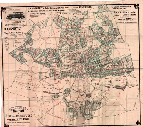 A rare and detailed street map of Johannesburg from 1929 – Johannesburg ...